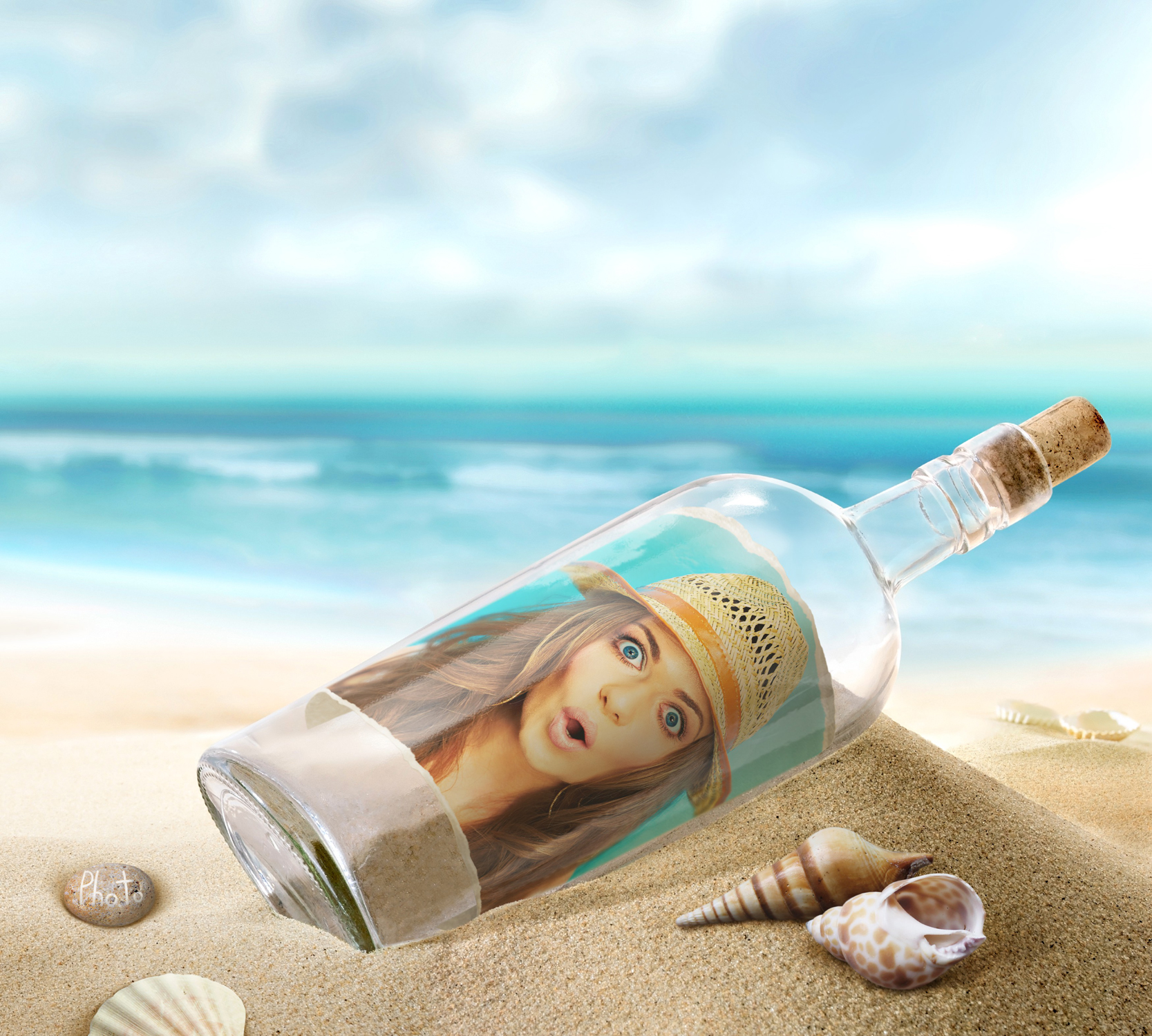 Put Your Photo As A Message In A Bottle Online