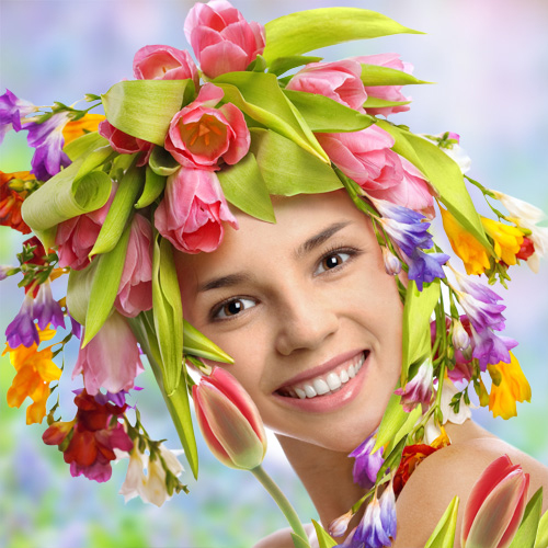 'Flora' Face in Hole Photo Montage Online