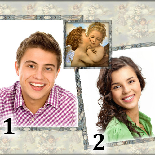 Antique romantic double photo frame for him and her