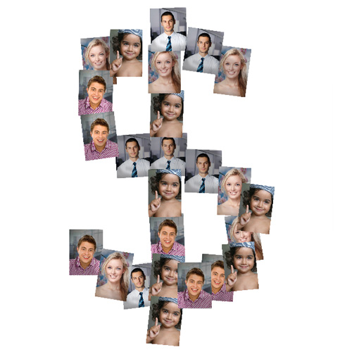 Dollar shape photo collage. Arrange pics online & for free!