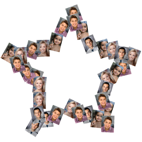 Disposez vos photos dans un collage en forme d'étoile.