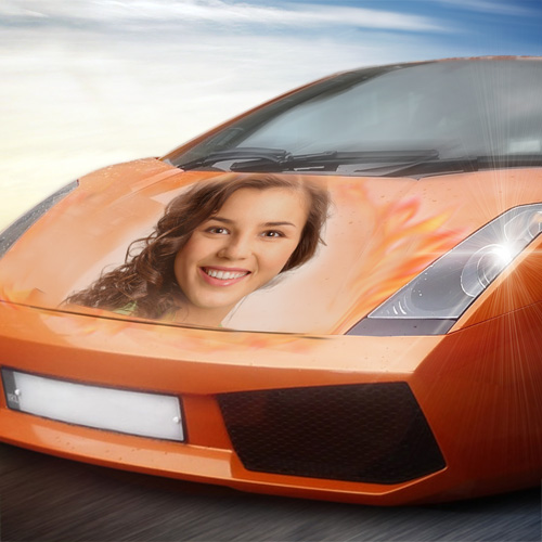 Add Sport Photo Frame Using 'Orange Lamborghini' Online Effect