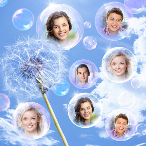 'Bubbles in the Sky' Collage for 5 Pictures Online